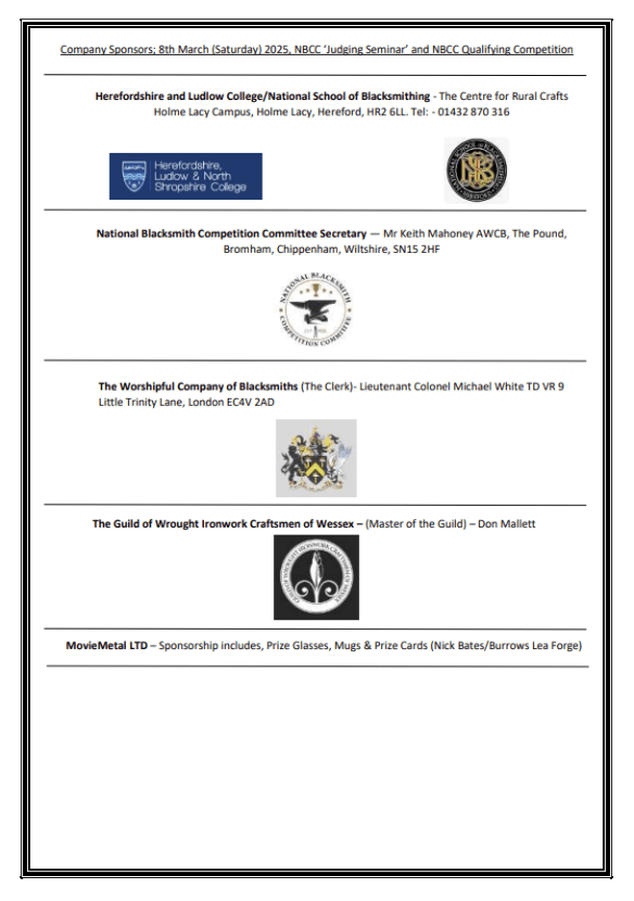 NBCC Judging Seminar and Competition (Schedule) Saturday 8th March 2025 ...