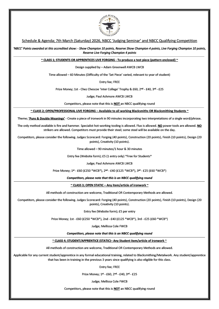 NBCC Judging Seminar and Competition (Schedule) Saturday 7th March 2026 ...